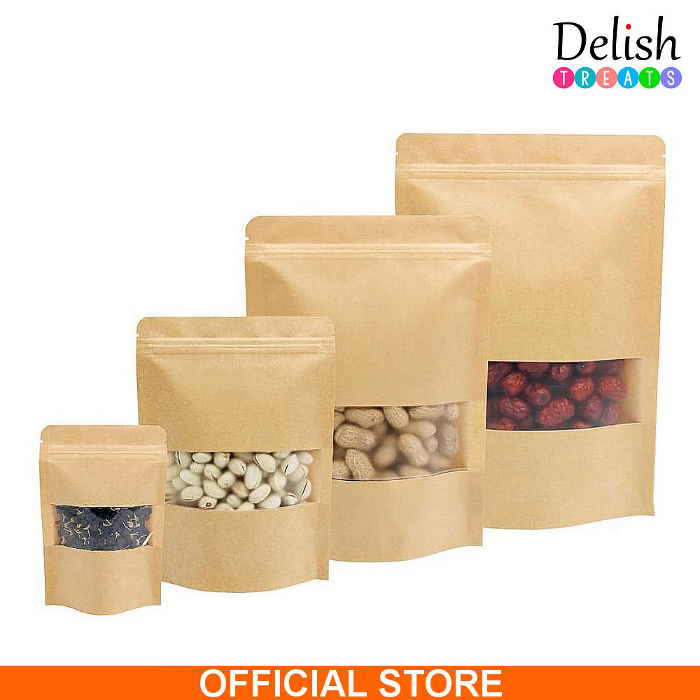 Delish Treats Stand Up Pouch with Window and Zip Lock (Pack of 10pcs ...