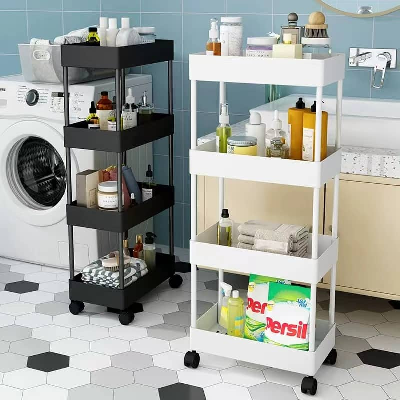HL 4 Tier Slim Storage Cart Narrow Shelving Unit Organizer Slide Out ...