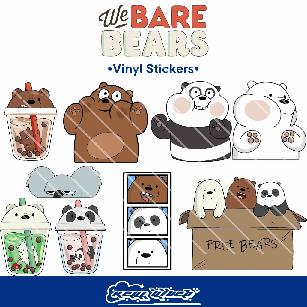 WBB Sticker Peeker ice bear grizz panpan Cartoons Vinyl Stickers ...