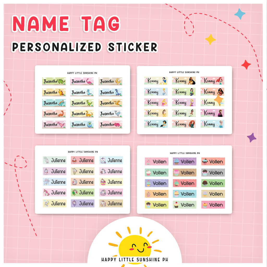 (UNCUT) Cute Mini Sticker Personalized Name Tag Labels | Back to School ...