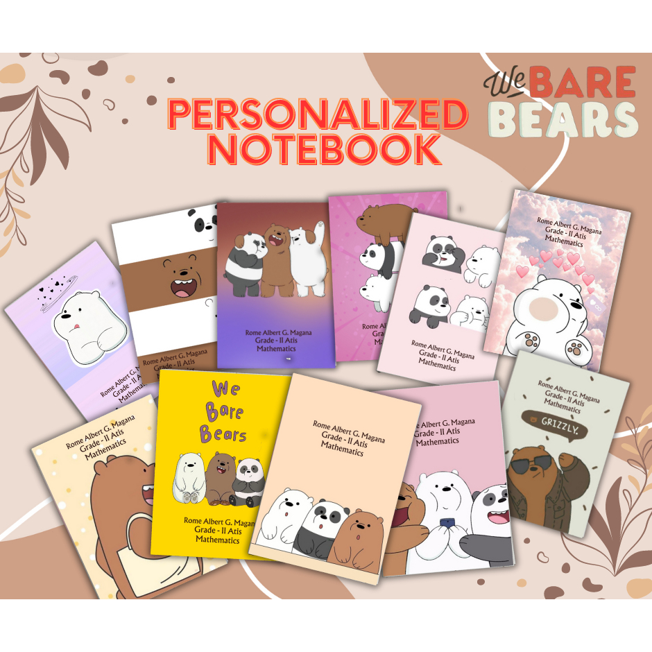 Customized We Bare Bears Notebooks with phototop - per piece | Shopee ...