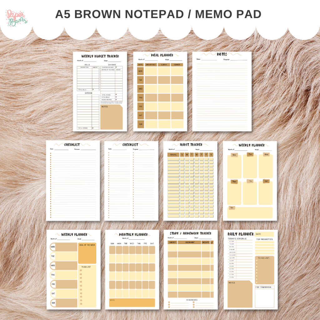 A5 Brown memopad notepad style planner | Shopee Philippines