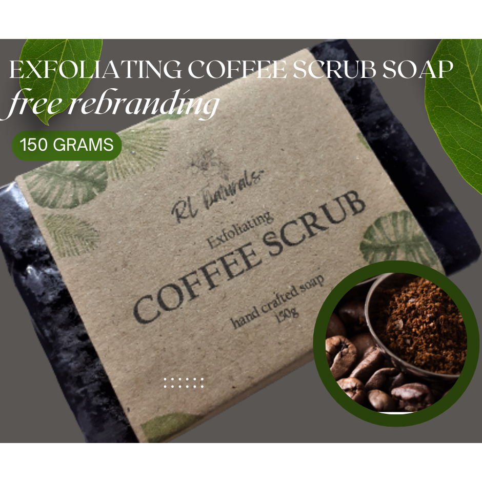 Premium Exfoliating Coffee Scrub Soap with Kapeng Barako Grounds (Free Rebranding) big size 150g ...
