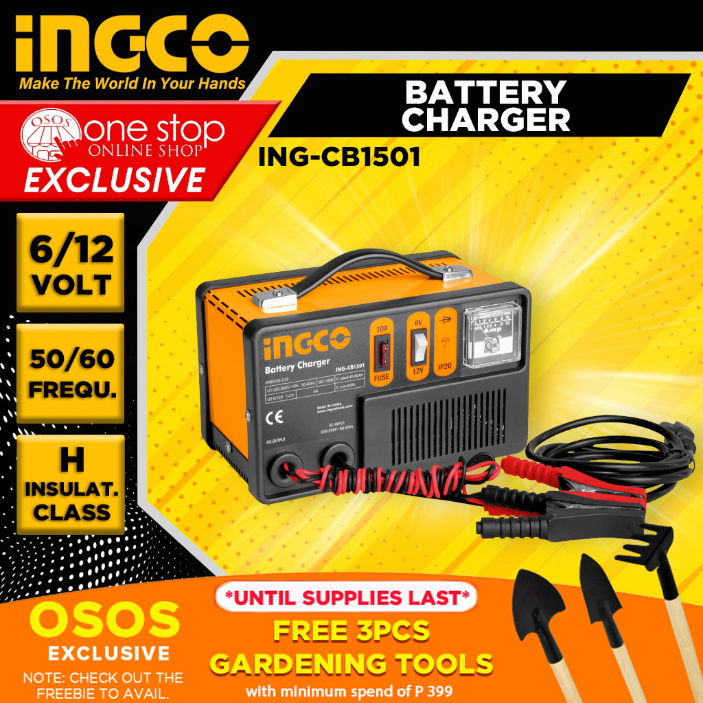 INGCO Original Car Battery Charger 6V /12V ING-CB1501 •OSOS• | Shopee ...