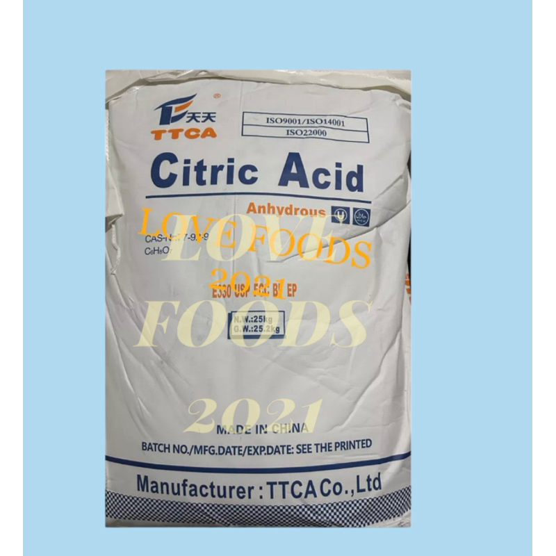 CITRIC ACID TTCA 25kgs/bag (Food Grade | Anhydrous USP) | Shopee ...