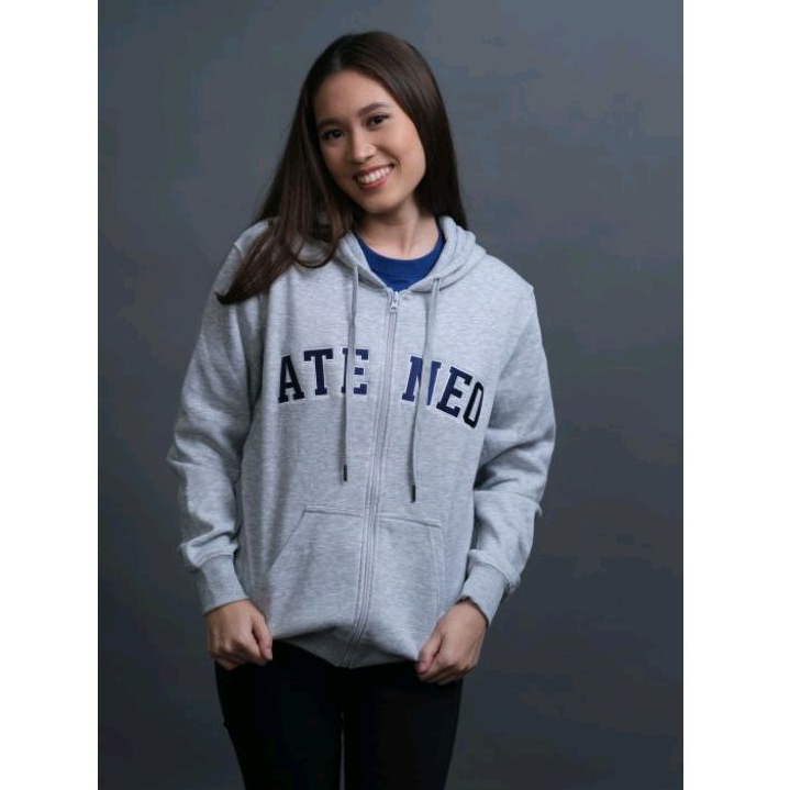 Ateneo Grey Full Zip Jacket embro with Hood( Unisex) | Shopee Philippines
