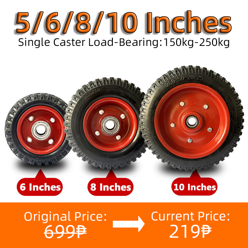 5/6/8/10 Rubber Wheels Push Cart Wheel Steel Body Rubber Wheel Heavy ...