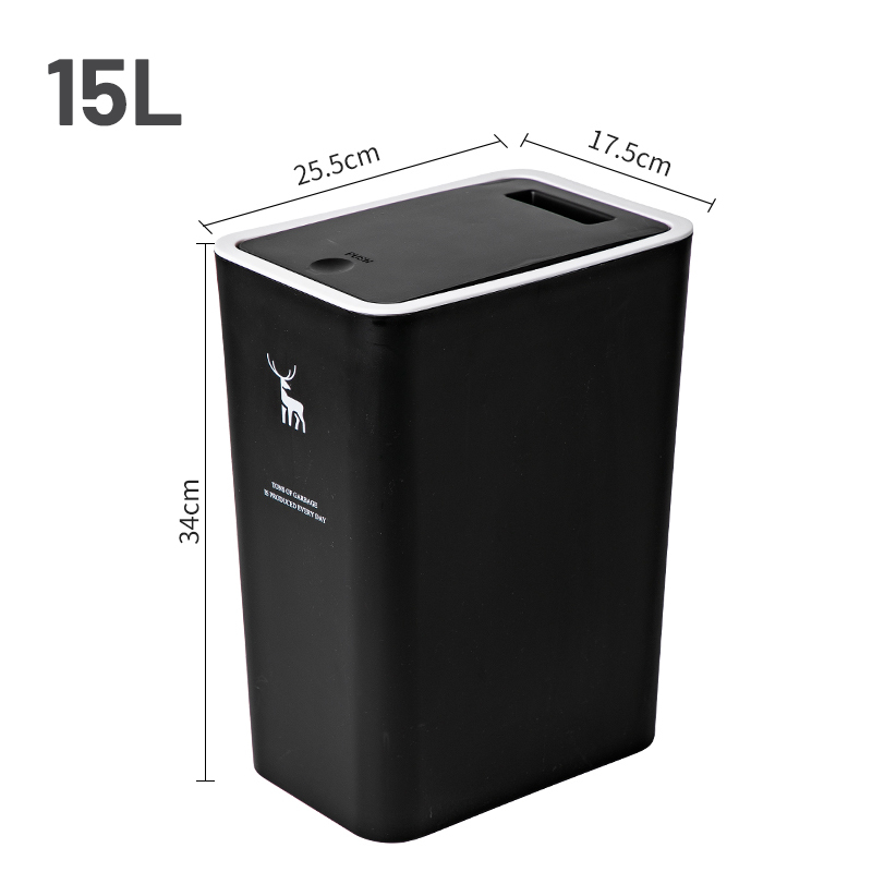 CHIT 15L Trash Can Big Capacity Press The Cap Design Kitchen Bathroom Toilet Trash Bin | Shopee ...