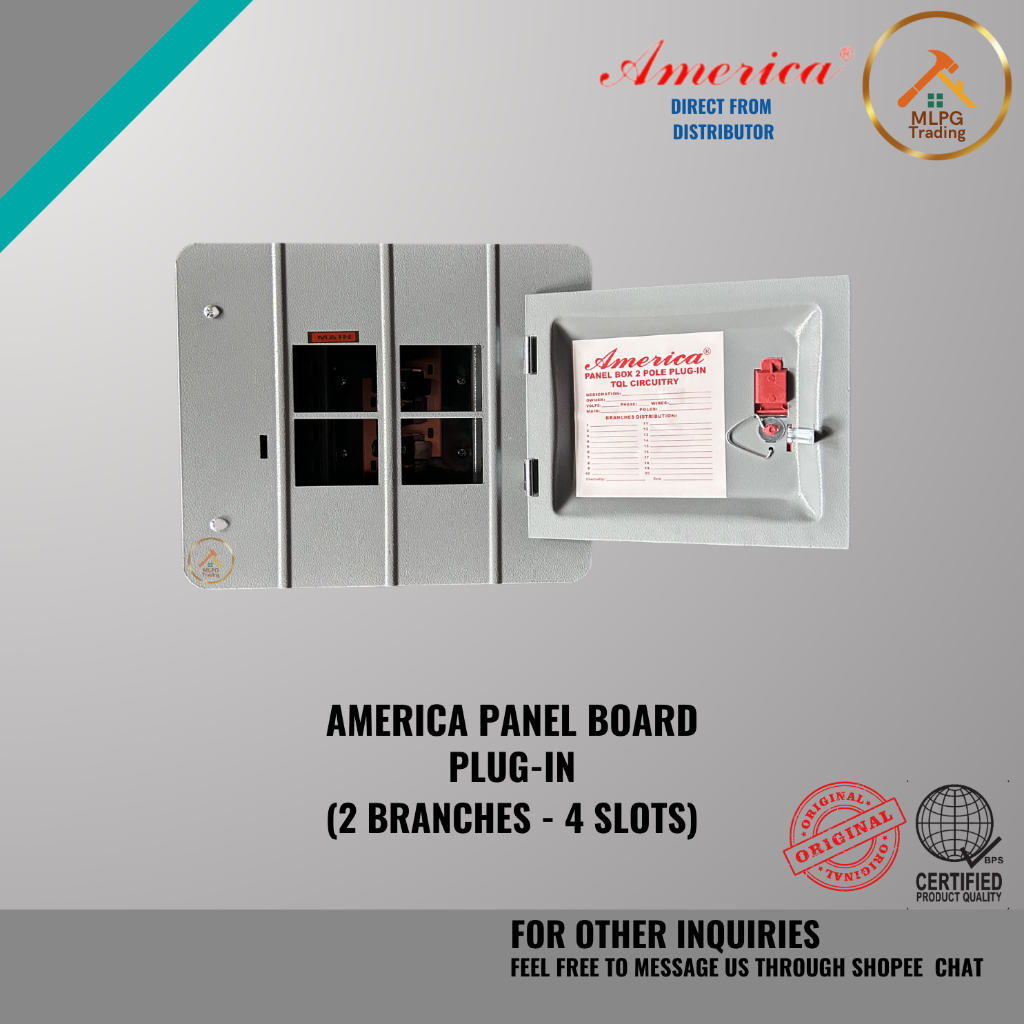 America Panel Board/Box 2 Pole PLUG-IN (2, 4, 6, 8, 10, 12, 14 Branches ...