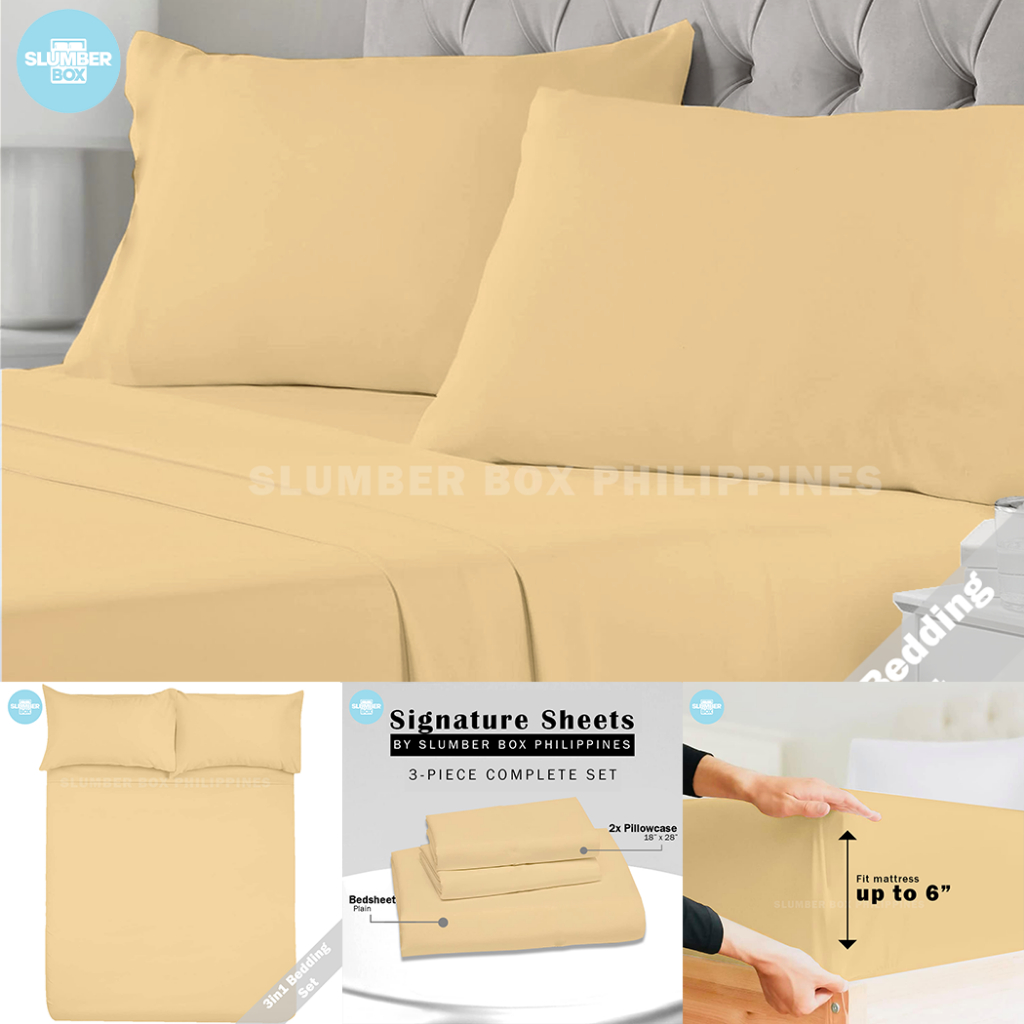 Slumber Box 3 in 1 Bed Sheet Single Full Queen King Bedsheet Comfy ...