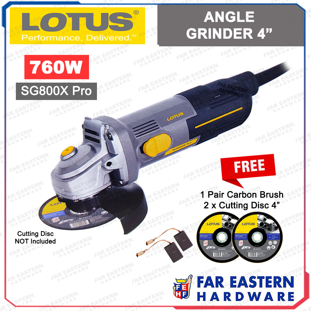 LOTUS Angle Grinder 4" 760W SG800X PRO FREE 2pcs Lotus Cutting Disc ...