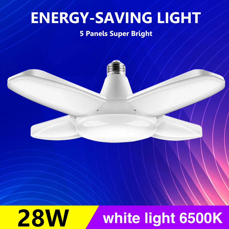 MINI Foldable Fan Blade Bulb LED Lights Adjustable Light Bulb 28W Fan ...