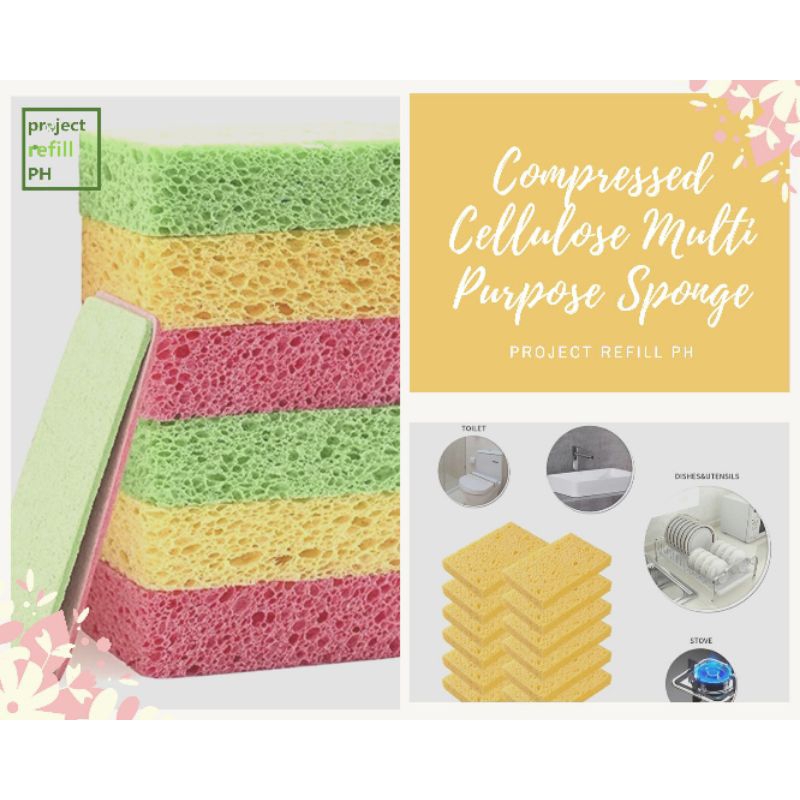 Compressed Cellulose Multi Purpose Dish Sponge (No Scrubber) | Shopee ...