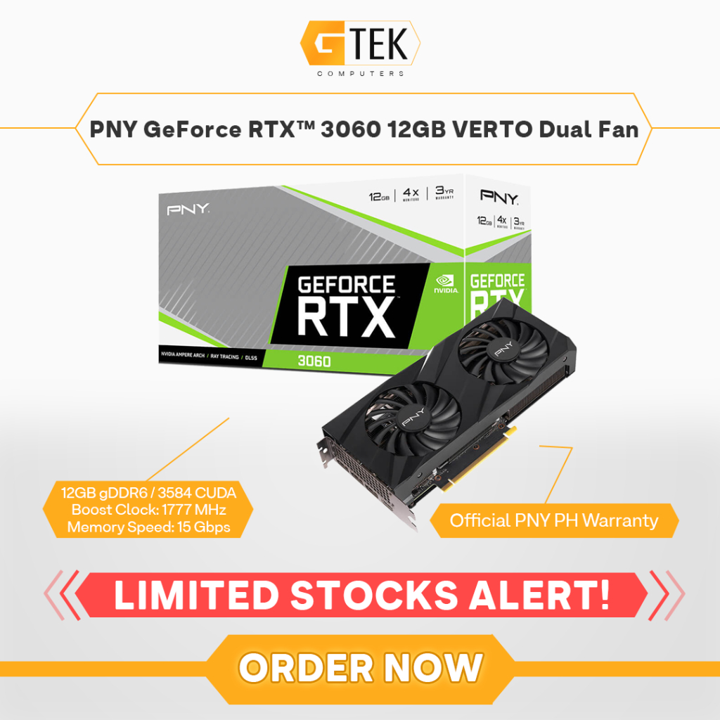 PNY GeForce RTX 3060 12GB VERTO Nvidia Dual Fan GPU | Shopee Philippines