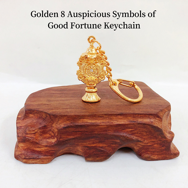 Fengshui Golden 8 Auspicious Symbols of Good Fortune Keychain | Shopee ...