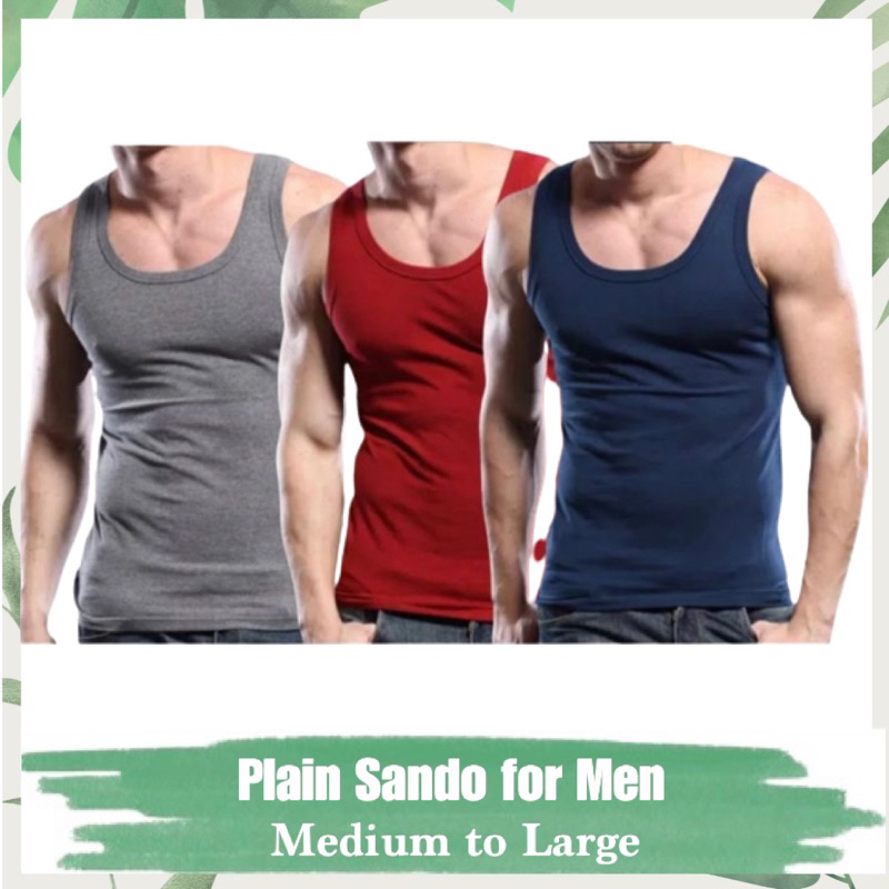 Plain Sando for Men||Tank Top-Medium to Large(Kenjie) | Shopee Philippines