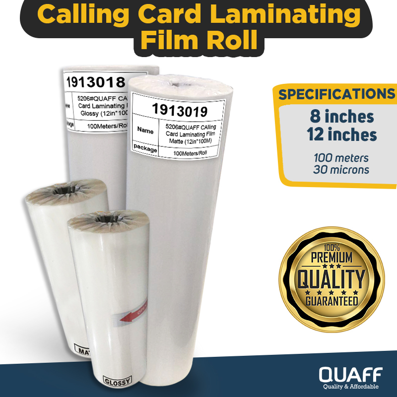 QUAFF Calling Card Laminating Film 100meters/Roll 8.5inches - 12inches ...