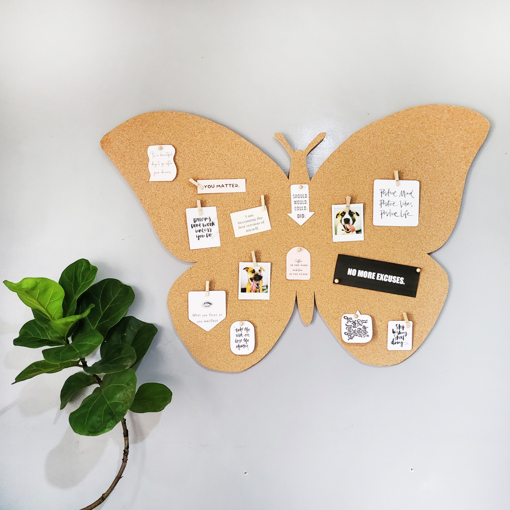Butterfly Shape Cork Pin Board with Plywood Backing | Shopee Philippines
