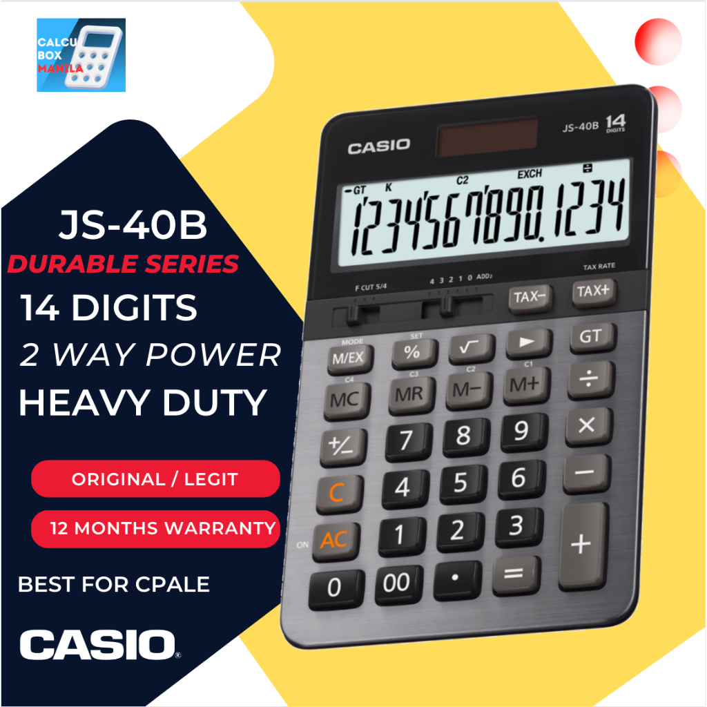 CASIO JS40B 14 DIGITS HEAVY DUTY DESKTOP CALCULATOR WITH 1 YEAR ...