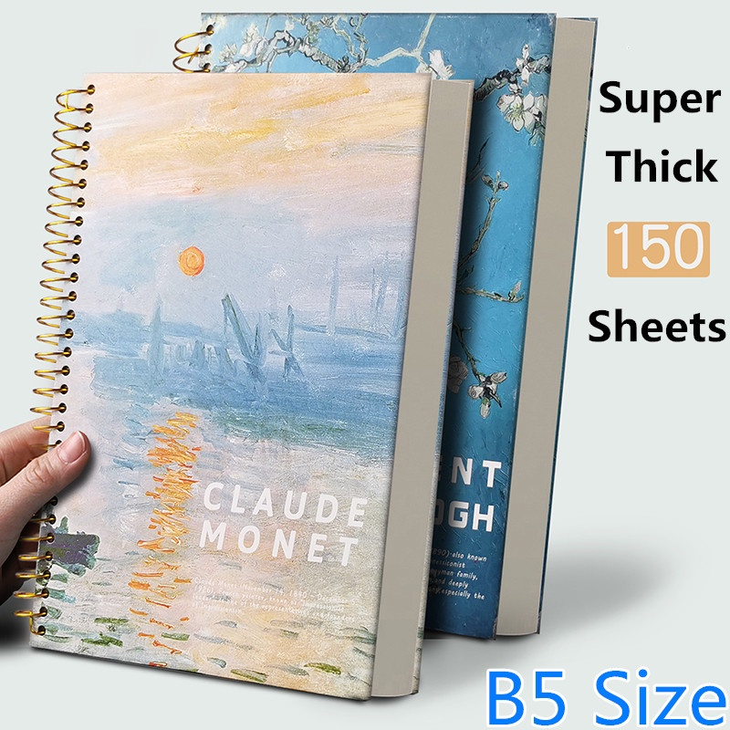 B5 Size Notebook with Hardcover Line Thick Spiral Big Sketchbook ...