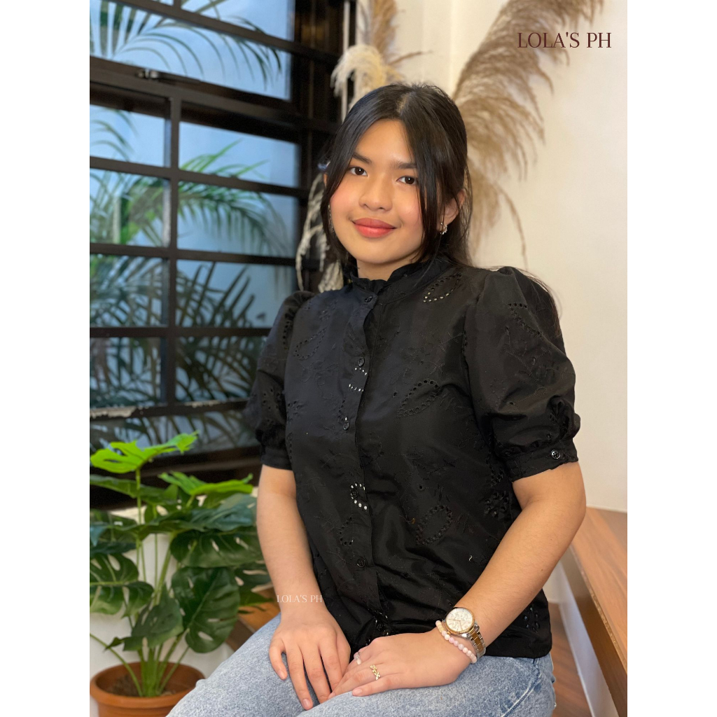 Guinevere Eyelet Top Filipiniana Style Blouse | Shopee Philippines