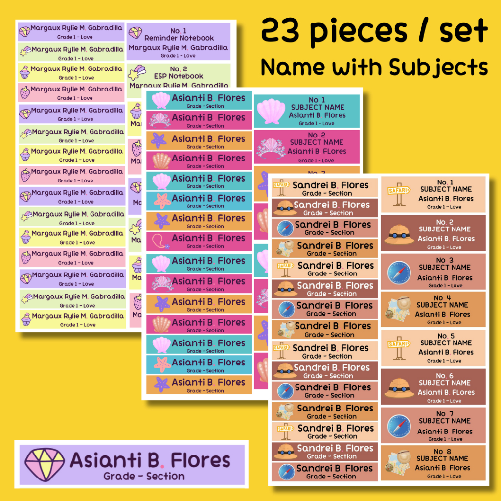 Name Sticker Subject Personalized for Notebook Waterproof School Kids ...