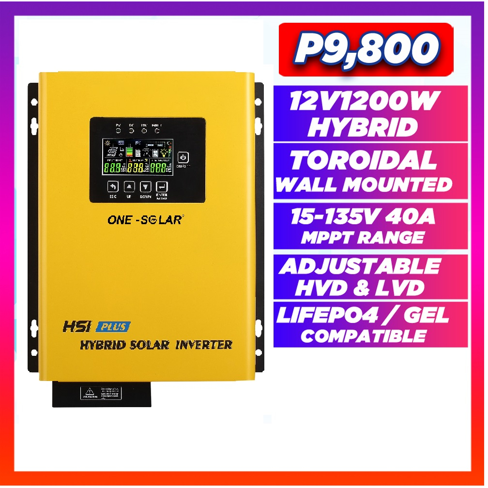 One Solar Hybrid Solar Inverter 12v1000W 12V1200W with 40A MPPT ...