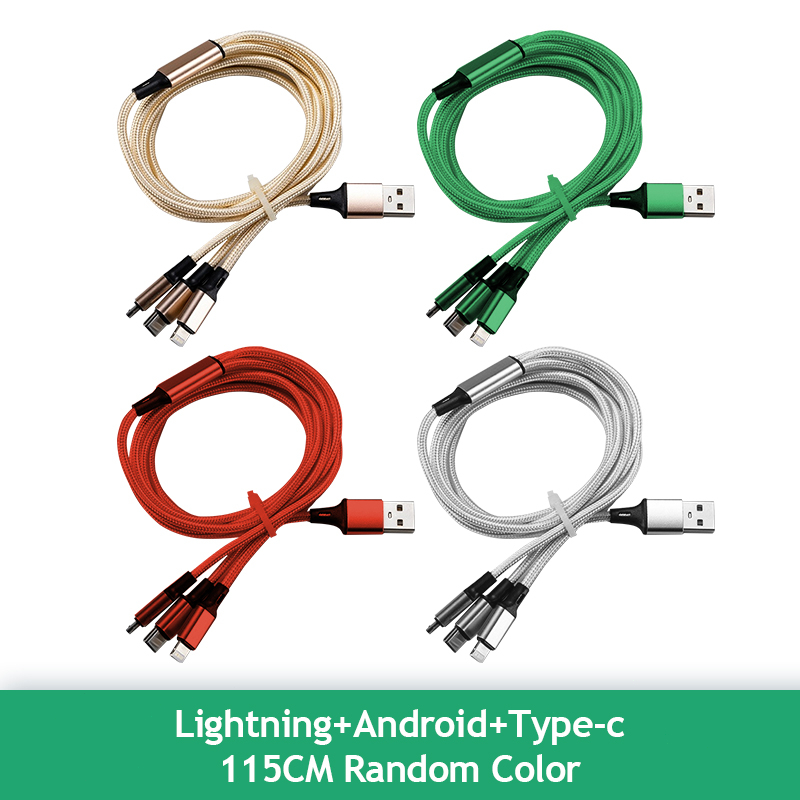 USB Type C Cable Fast Charging Data Sync Cable IPho+Android+Type-c ...