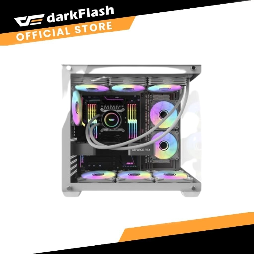 darkFlash C285P Exquisite ATX PC Case Tempered Glass Panoramic Side Transparent White | Shopee ...