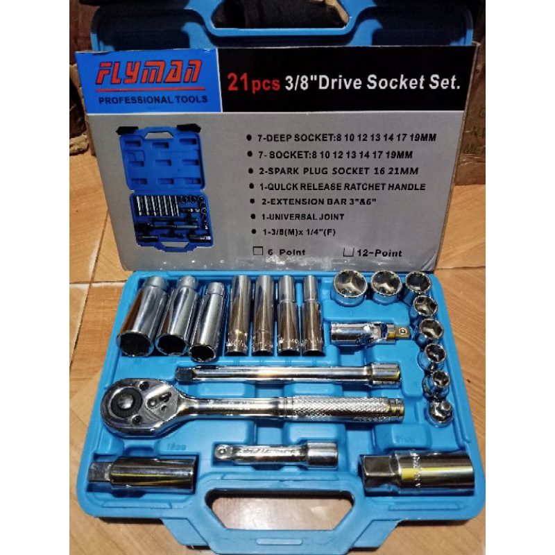 21pcs 3/8 drive socket set original flyman heavy duty | Shopee Philippines