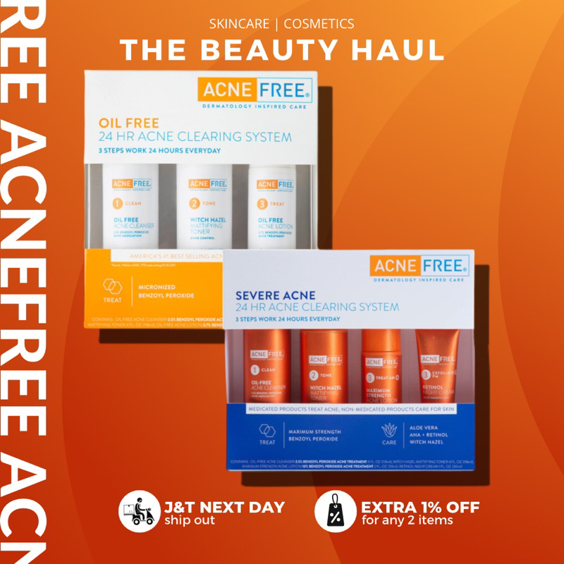 ACNE FREE 3 Step Oil Free 24 Hour Acne Treatment Kit | Severe Acne 24 ...
