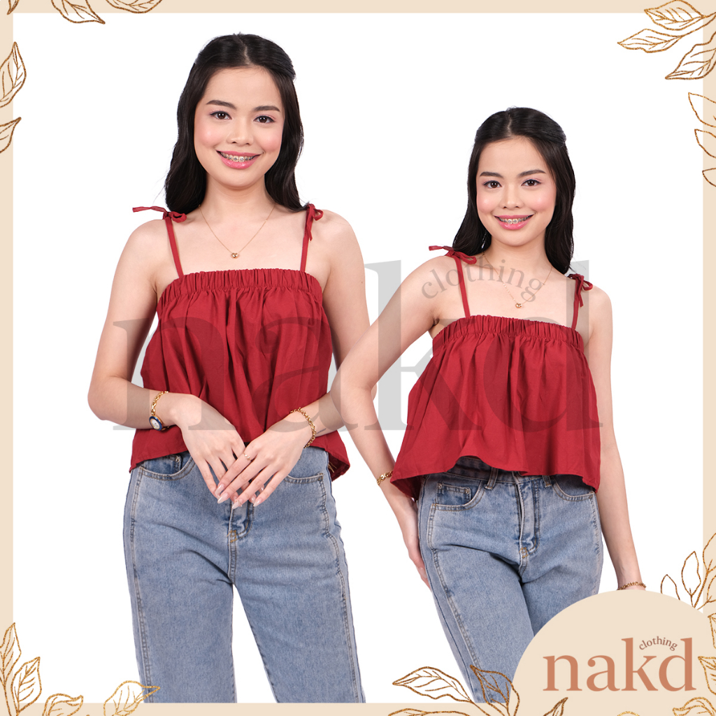 NAKD FASHION SACHI STRING COTTON LINEN SELF TIE TUBE GARTER DAILY CASUAL SUMMER SEXY BLOUSE TOP ...