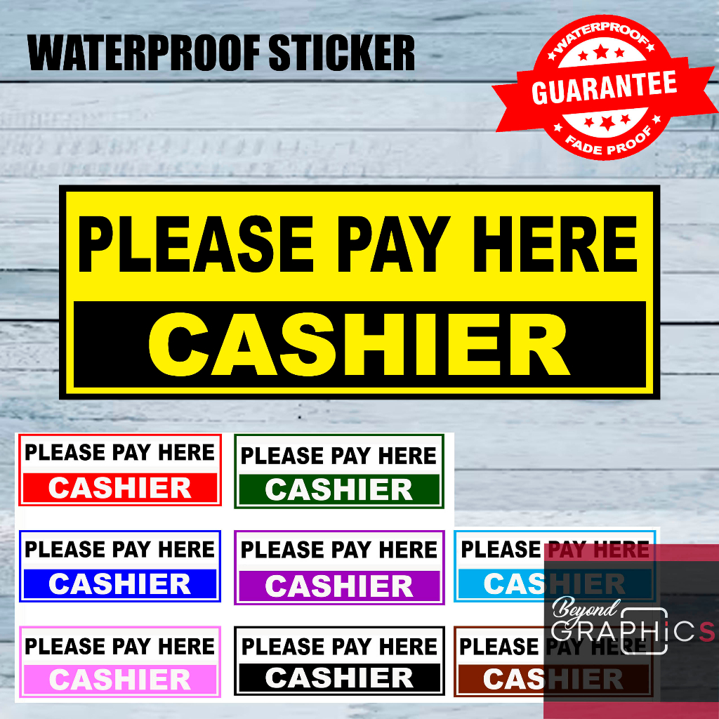 BG Cashier Pay Here Sign Sticker I PVCI Sintra Board (3.5 x 7.5 inches ...