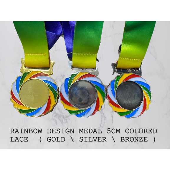 Blank Medal RAINBOW DESIGN MEDAL 5CM COLORED LACE ( GOLD \ SILVER ...