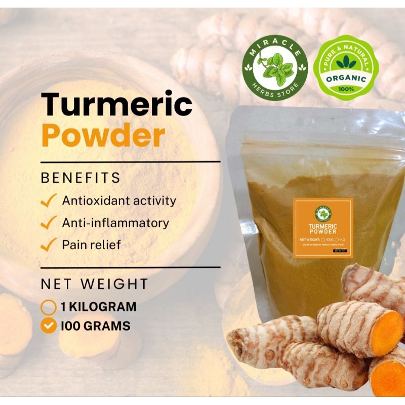 PURE ORGANIC TURMERIC POWDER 100g | Shopee Philippines