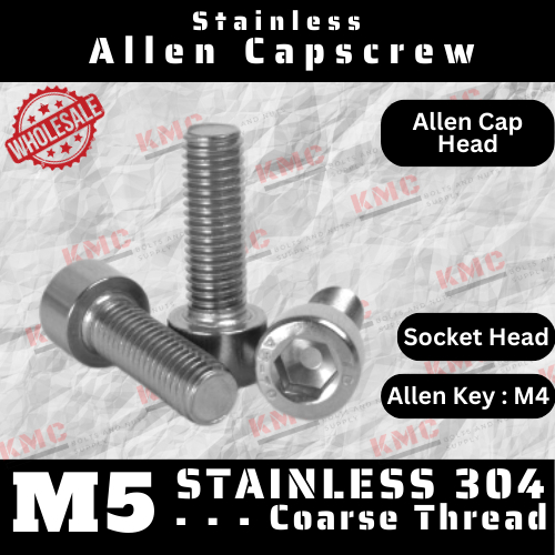 10 pcs - 5MM Allen Capscrew Stainless 304 / Socket Head Bolt (SS304 ...