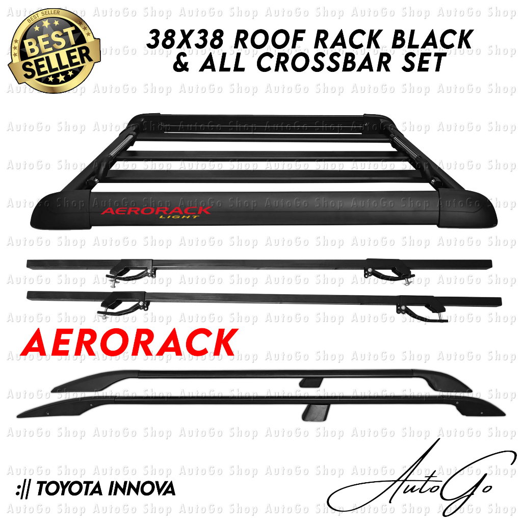 Toyota Innova 2005-2015 38x38 Roof Rack Black with Clamp Type and Clip ...