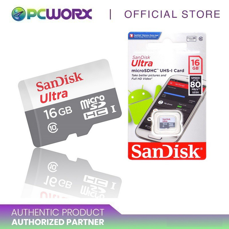 SanDisk Ultra Micro SD Card 16GB / 32GB / 64GB / 128GB UHS-I Class 10, 80mb/s Read Speed ...