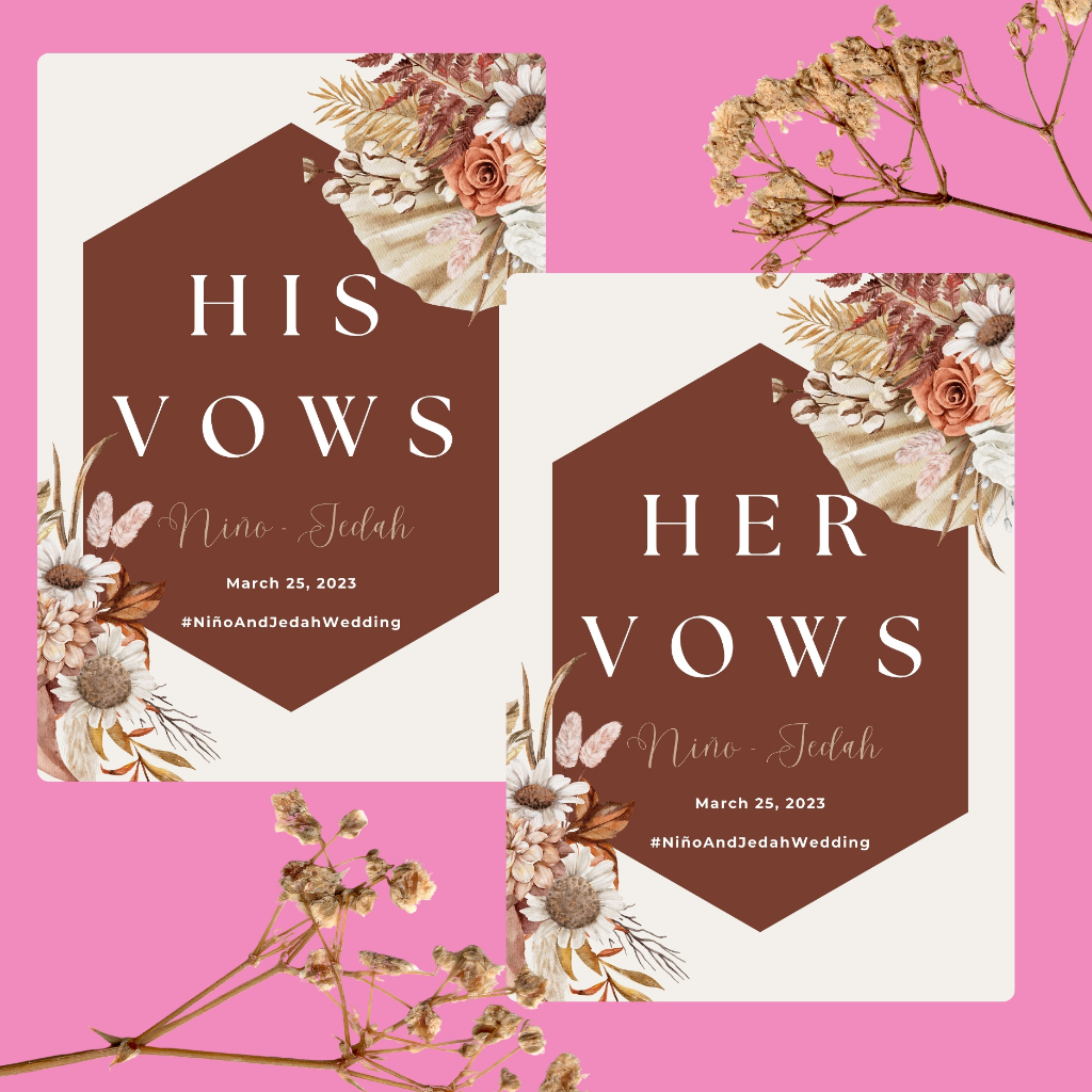 His & Her Wedding Vows Folded Card | NOT CUSTOMIZE | Shopee Philippines
