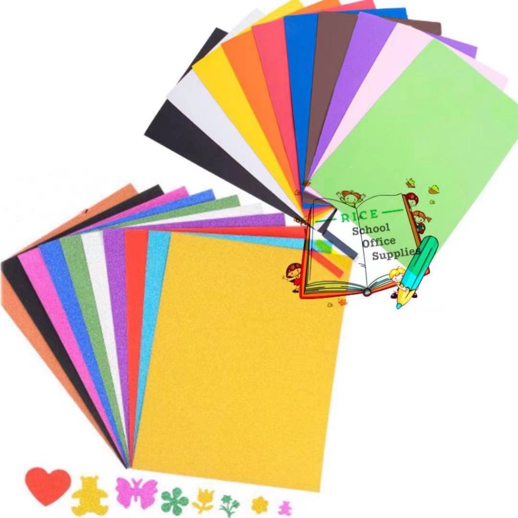 Rice A4 EVA Glitter/Plain Foam Sheet(10pcs/pack) | Shopee Philippines