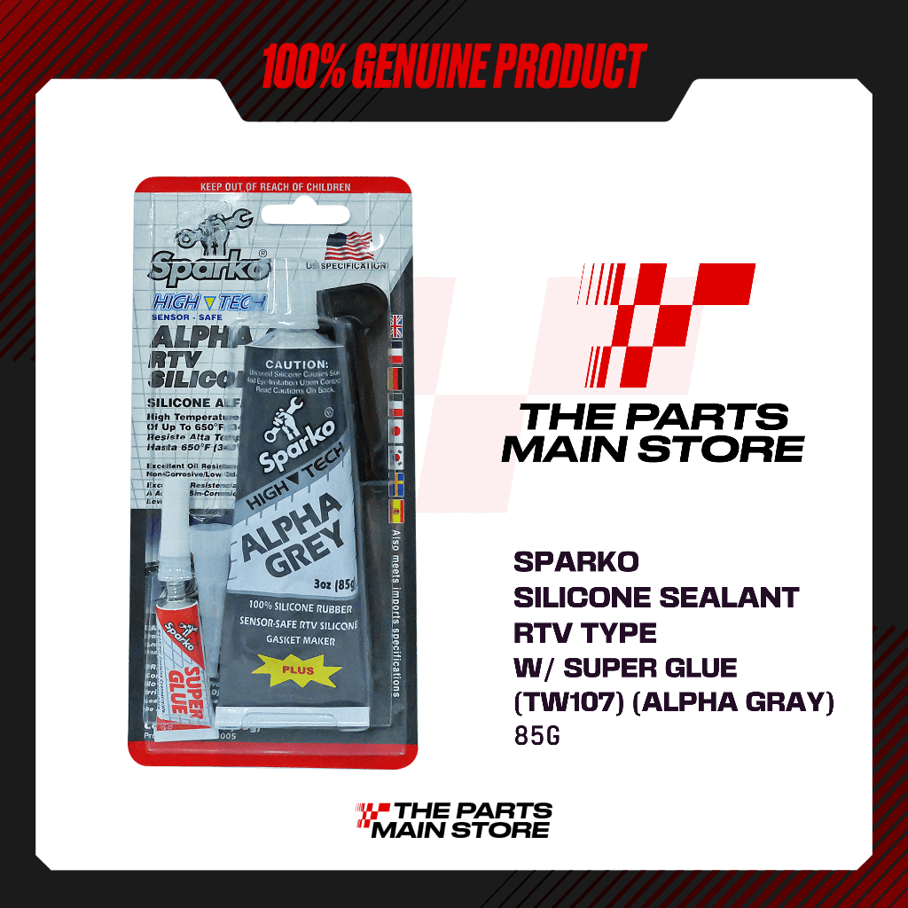 SPARKO SILICONE GASKET/SEALANT/RTV TYPE ALPHA GRAY (W/ FREE SUPER GLUE ...