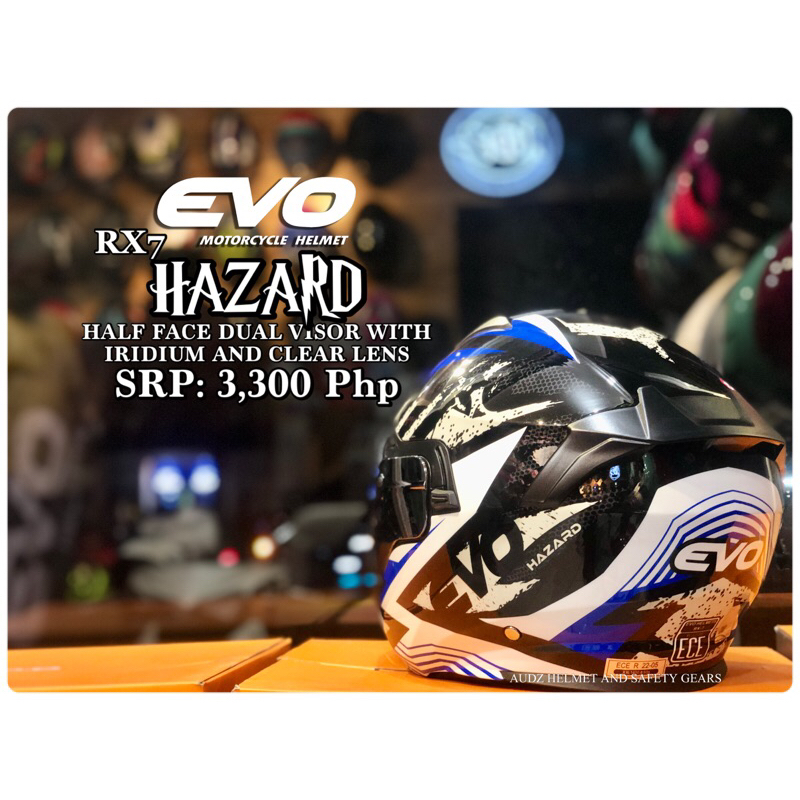 EVO RX7 HAZARD HALF FACE HELMET | Shopee Philippines