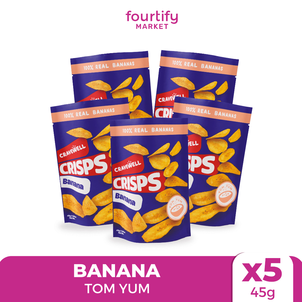 Cravewell Banana Crisps Tom Yum in High Five Bundle - Pack of 5 ...