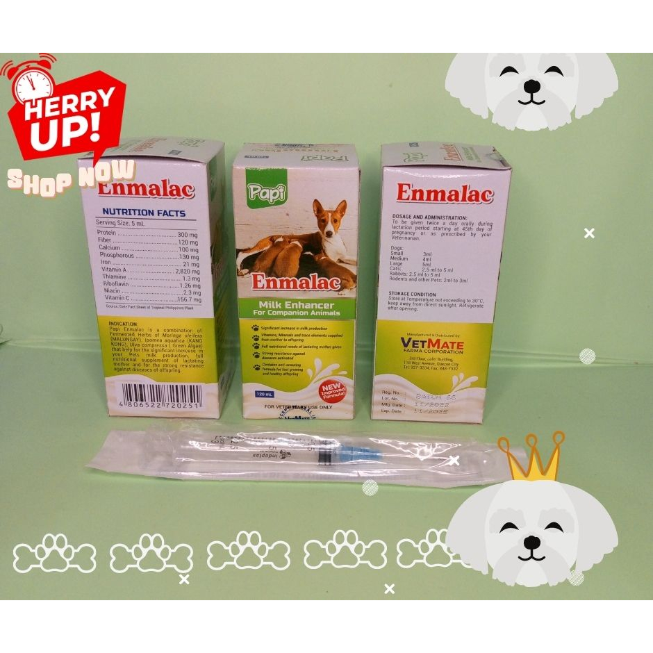 Enmalac Milk Enhancer for Pets 120ml with 1 FREE SYRINGE | Shopee ...
