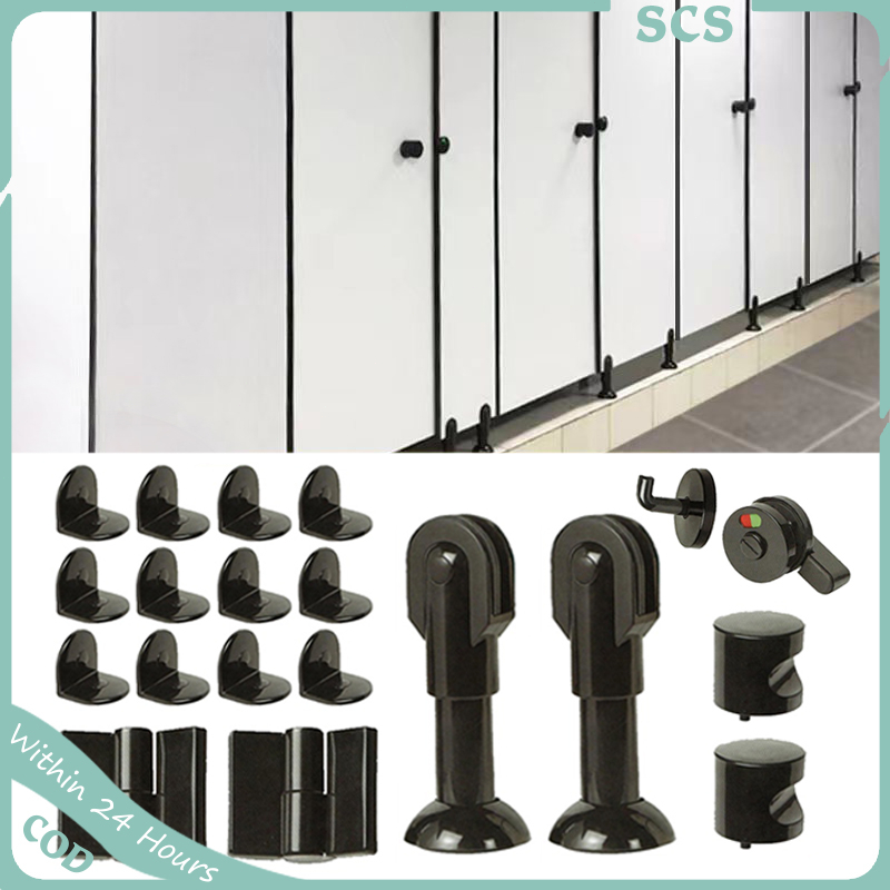 1 Set Nylon Black Toilet Partition Kit Public Bathroom Toilet Partition ...