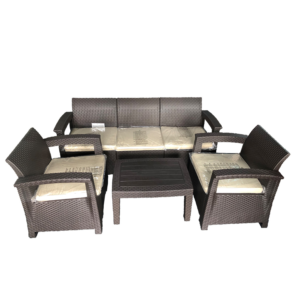 Sumo SF4-5P 5 Seater Rattan Style Plastic Sofa Set With Center Table ...
