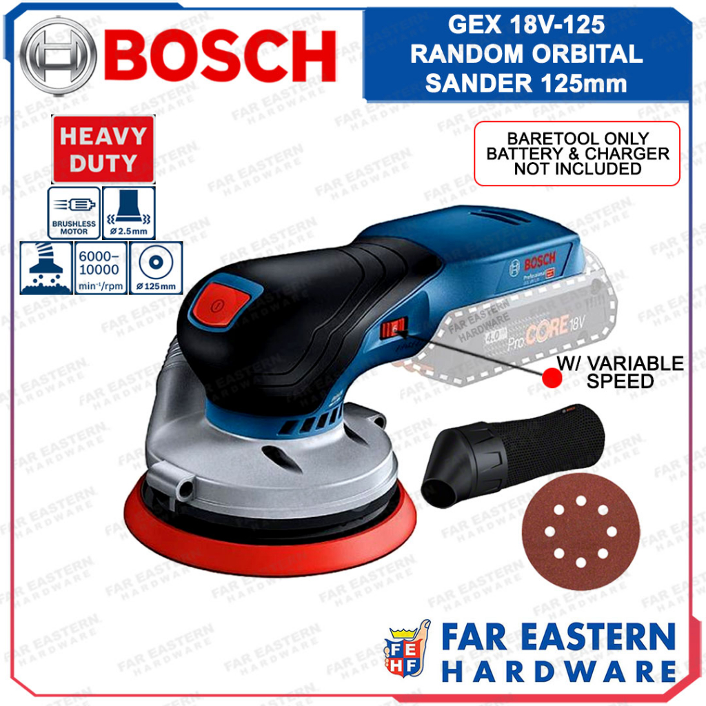BOSCH GEX 18V-125 Cordless Brushless Random Orbit Orbital Sander 125mm BARETOOL RBPT18 | Shopee ...