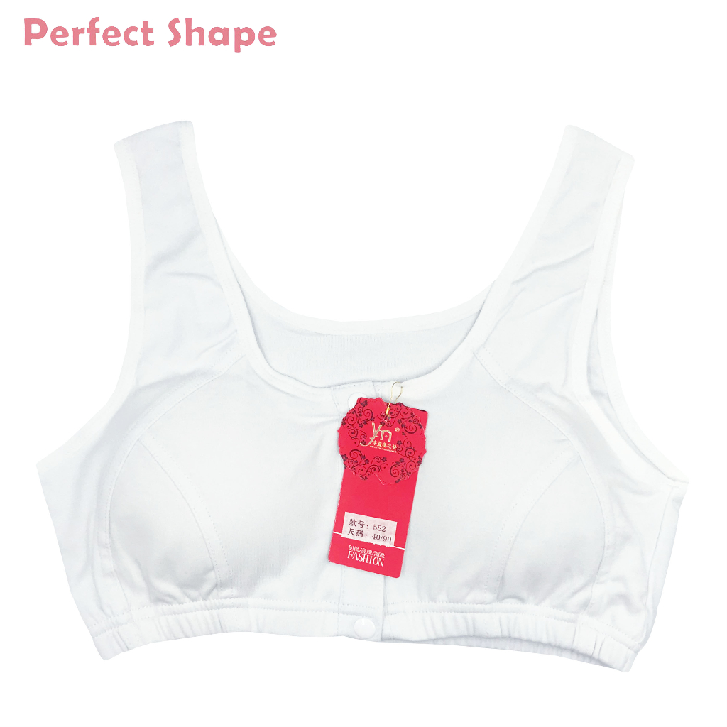 Perfect Shape Plus Size Bralette for Senior Bra Front Button Pad Cotton ...