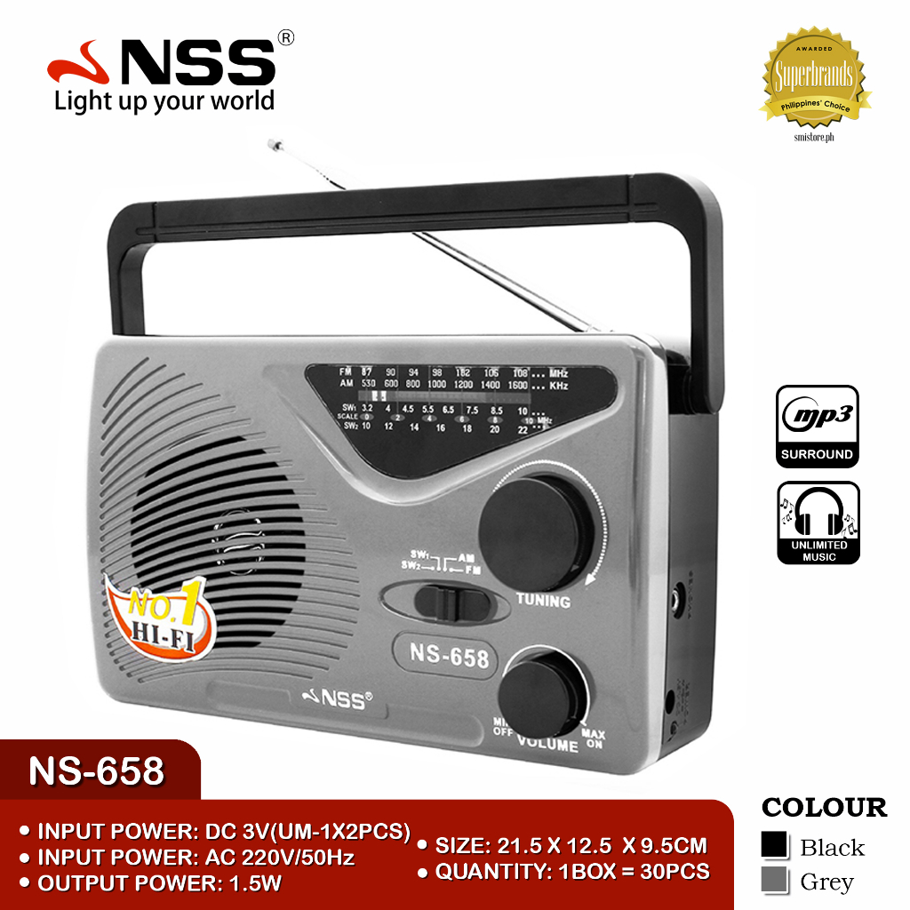 NSS Solar Radio Bluetooth Radio with 3 BAND FM/AM/SW USB/TF PLAYER NS ...
