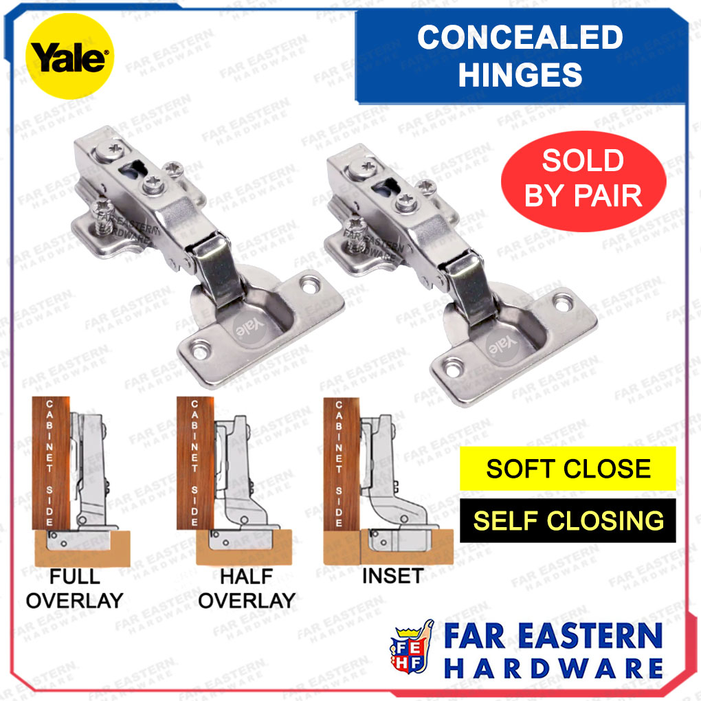 YALE Concealed Hinges Soft Close | Self Closing Full | Half Overlay ...